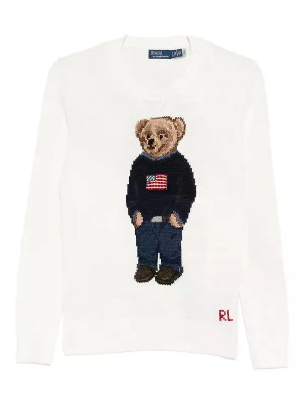 Polo Ralph Lauren Embroidered Polo Bear Sweater - Neutrals