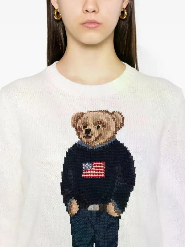 Polo Ralph Lauren Embroidered Polo Bear Sweater - Neutrals