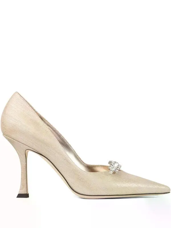 JIMMY CHOO Belinda Crystal Embellished Pumps - Gold