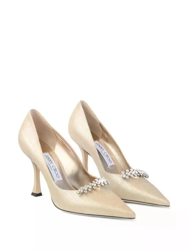 JIMMY CHOO Belinda Crystal Embellished Pumps - Gold
