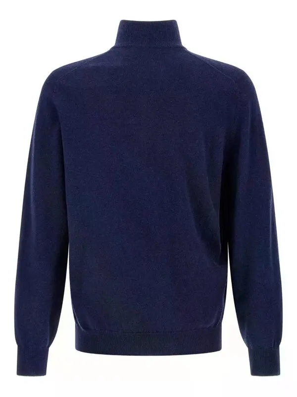 Brunello Cucinelli Turtleneck Half-zip Sweater - Blue