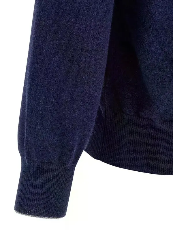 Brunello Cucinelli Turtleneck Half-zip Sweater - Blue