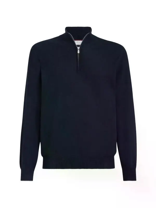Brunello Cucinelli Turtleneck Half-zip Sweater - Blue