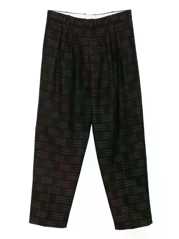 Kenzo Pleated Patterned Straight-leg Trousers