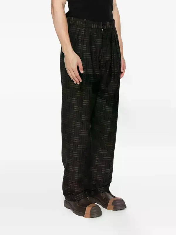 Kenzo Pleated Patterned Straight-leg Trousers
