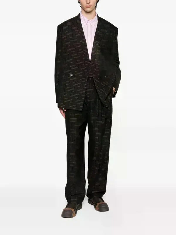 Kenzo Pleated Patterned Straight-leg Trousers