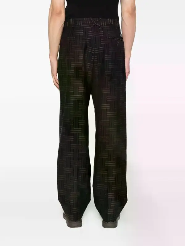Kenzo Pleated Patterned Straight-leg Trousers