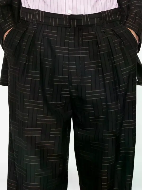 Kenzo Pleated Patterned Straight-leg Trousers