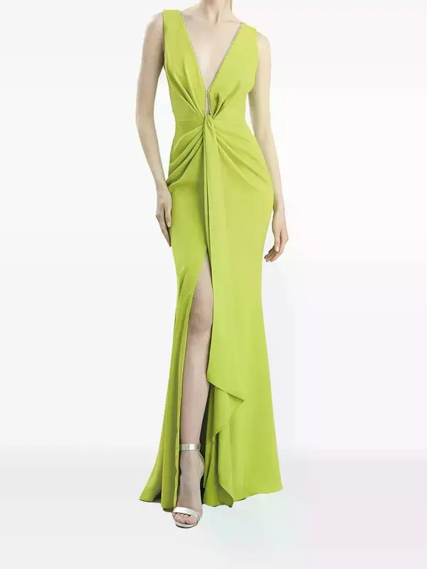 nicole miller green dress NICOLE MILLER New York Green Paint Swatch Long Sleeve Dress Ruffled Skirt Size XS main image 0