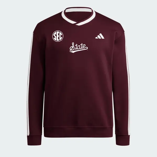 Adidas Mississippi State Bulldogs 3-stripes Fleece Jersey Crew