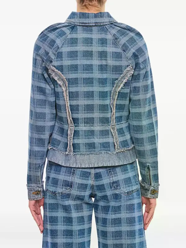 MOLLY GODDARD Checked Denim Jacket - Blue And Green