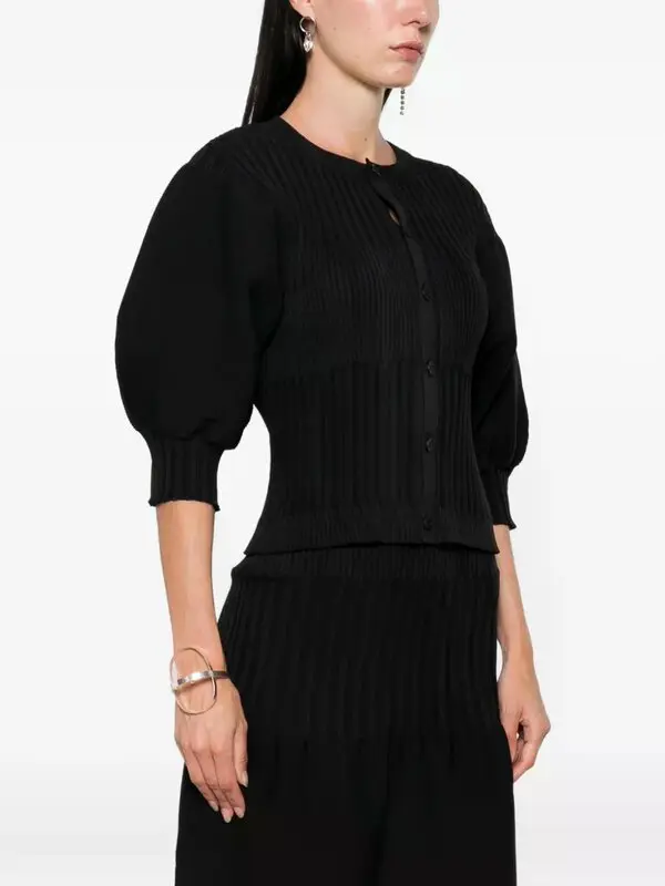 Cfcl Fluted Ribbed Puff-Sleeve Cardigan - Black | Editorialist