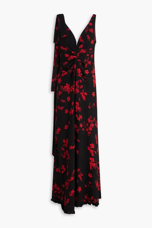 Victoria Beckham Floral-print Crepe Maxi Dress - Black