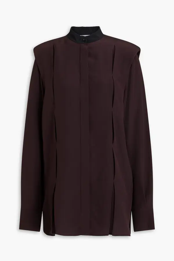 Victoria Beckham Pleated Silk Crepe De Chine Blouse