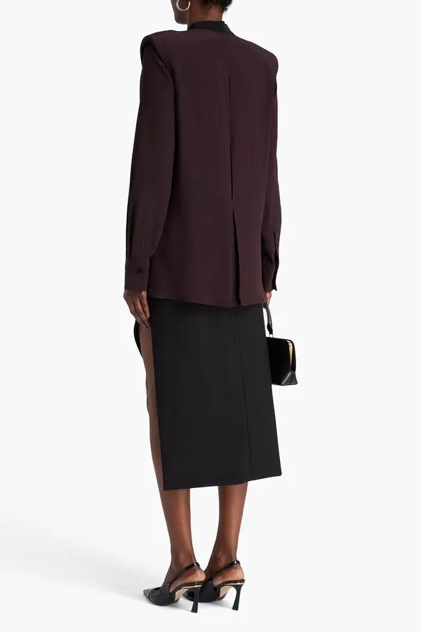 Victoria Beckham Pleated Silk Crepe De Chine Blouse