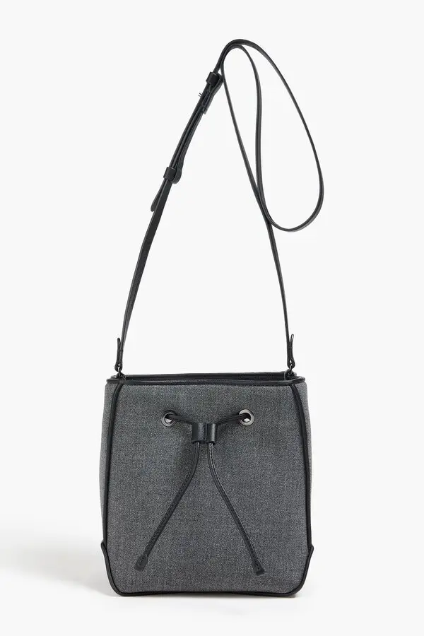 Brunello Cucinelli Bead-embellished Leather-trimmed Wool Bucket Bag