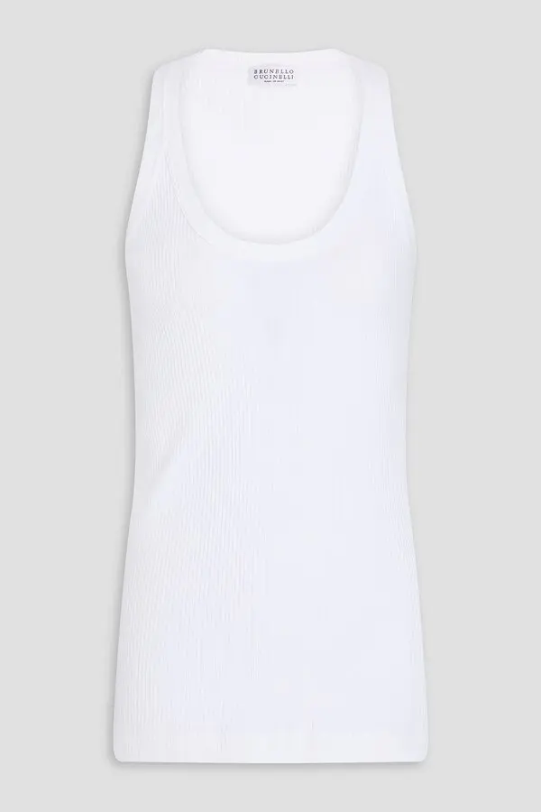 Brunello Cucinelli Ribbed Cotton-jersey Tank - White