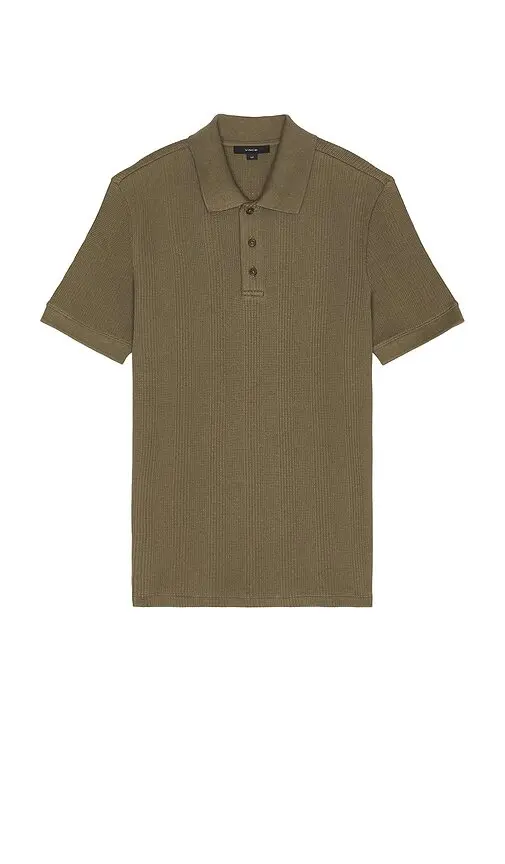 Vince Variegated Textured Polo In Olive