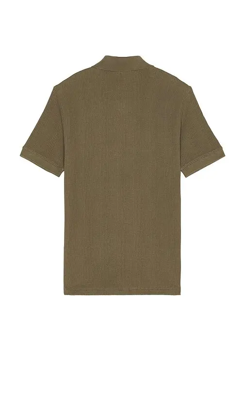 Vince Variegated Textured Polo In Olive