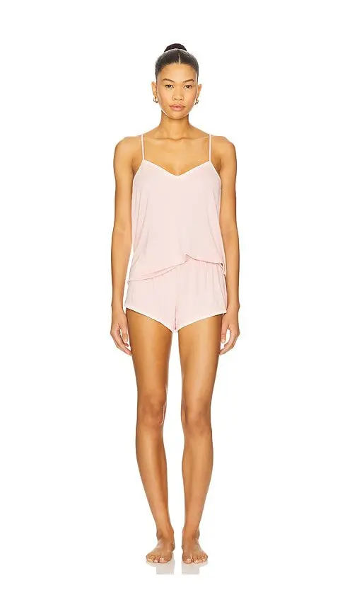 Eberjey Frida Cami & Short Pj Set In Pink - Silver Pink & Ivory