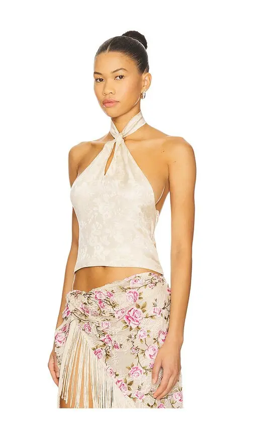For Love & Lemons Esme Silk Jacquard Top