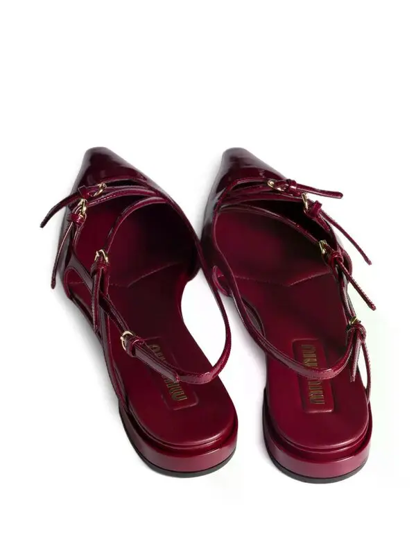 Miu Miu Patent-leather Slingback Flat Pumps - Red
