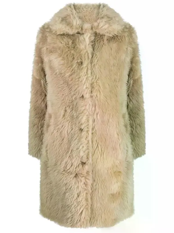 YVES SALOMON Spread Collar Faux Fur Coat
