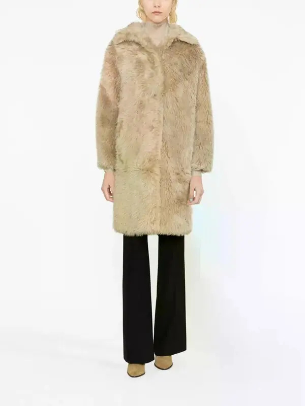 YVES SALOMON Spread Collar Faux Fur Coat