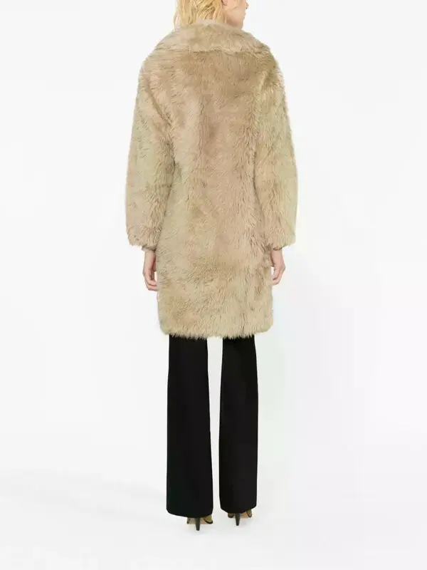 YVES SALOMON Spread Collar Faux Fur Coat