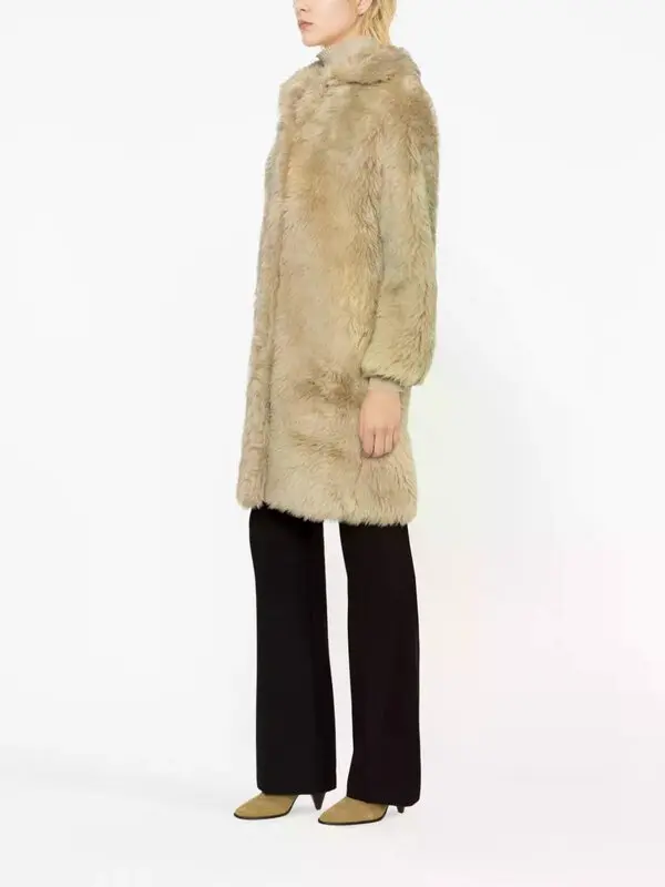 YVES SALOMON Spread Collar Faux Fur Coat