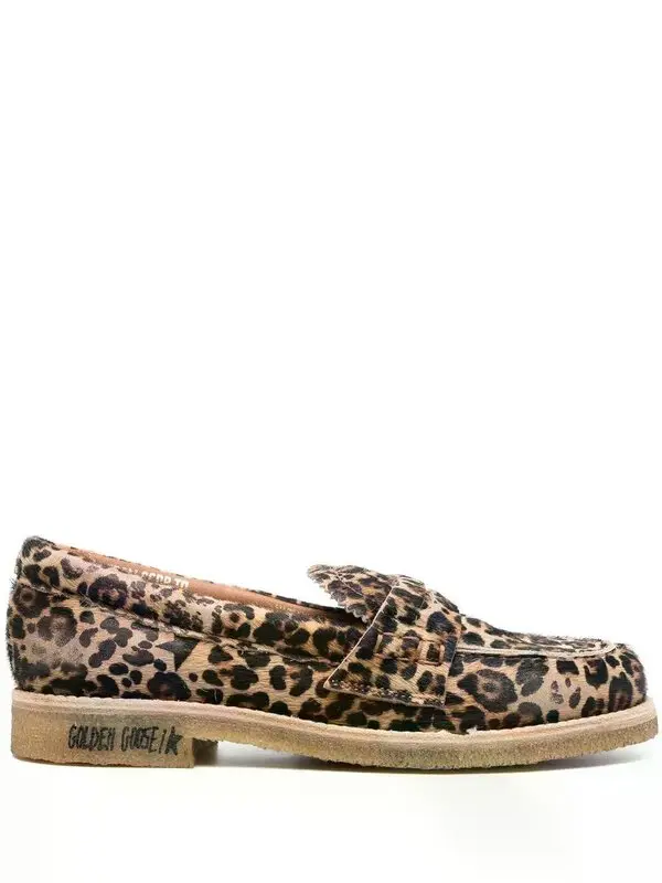 GOLDEN GOOSE Leopard-print Round-toe Loafers