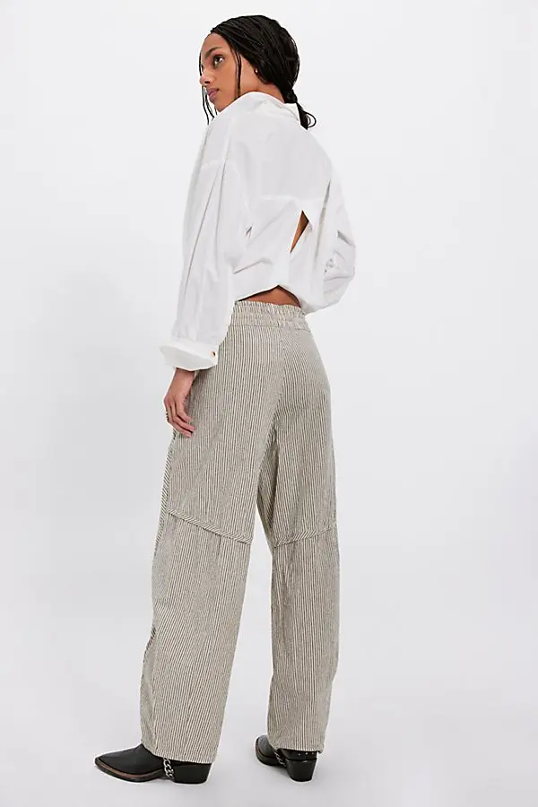 Free People Printed Barrel Pants - Ivory