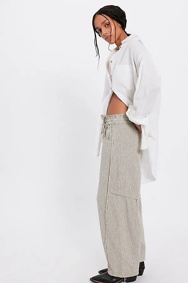 Free People Printed Barrel Pants - Ivory