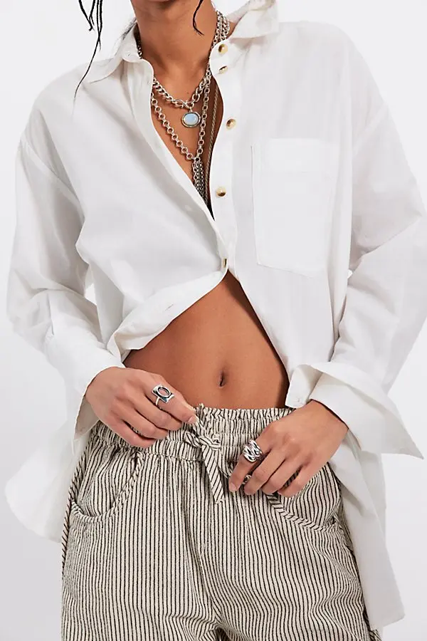 Free People Printed Barrel Pants - Ivory