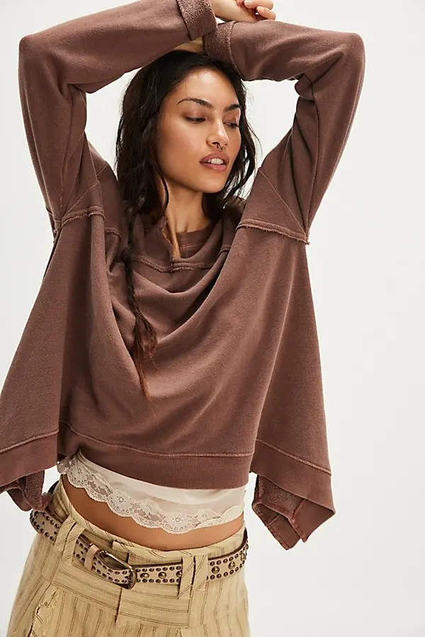 Free People Cascade Sweatshirt - Spiced Chocolate