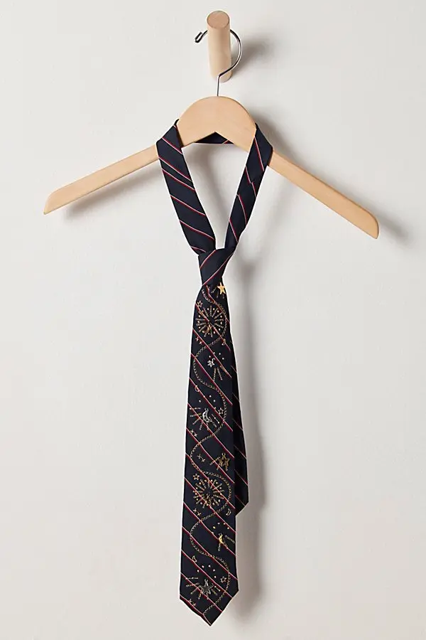 TRICIA FIX Striped Embellished Tie
