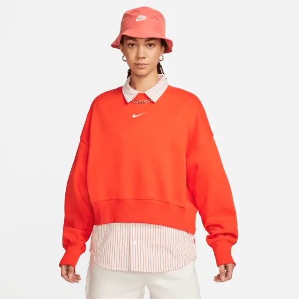 Nike Sportswear Phoenix Fleece Over-oversized Crew-neck Sweatshirt - Red