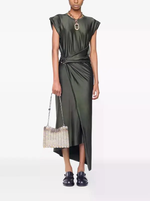 Rabanne Draped Satin Midi Dress