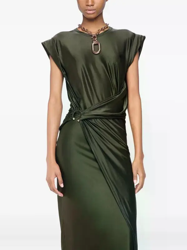 Rabanne Draped Satin Midi Dress