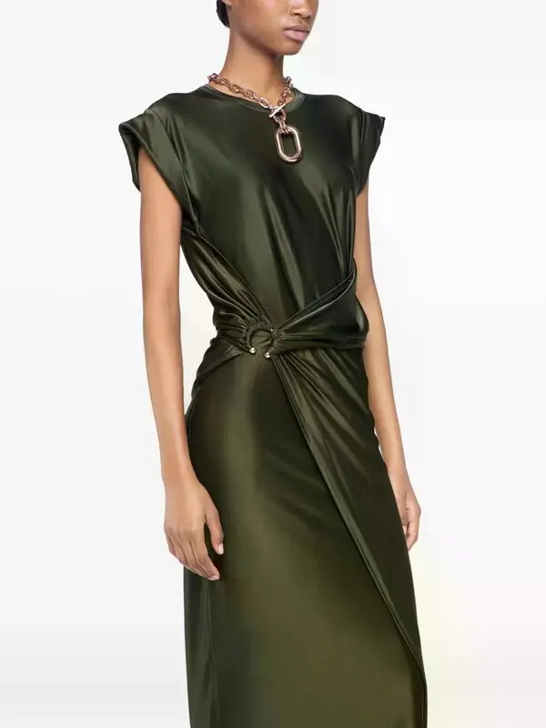 Rabanne Draped Satin Midi Dress