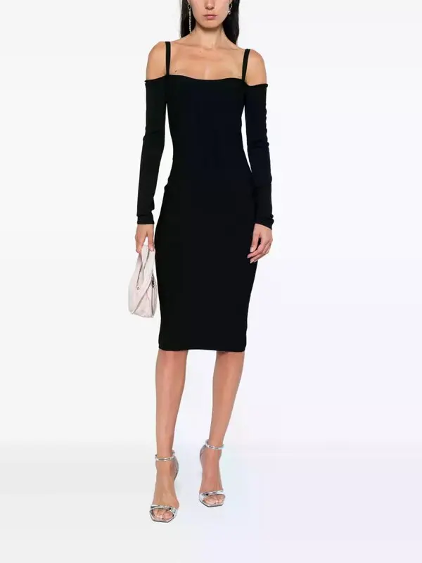 MUGLER Ribbed Off-shoulder Mini Dress
