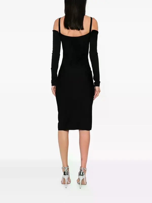 MUGLER Ribbed Off-shoulder Mini Dress