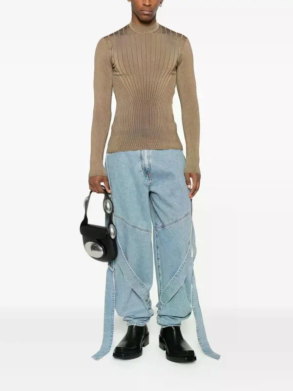 MUGLER Ribbed High-neck Jumper - Neutrals