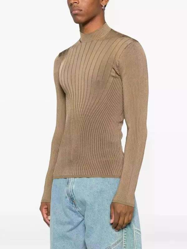 MUGLER Ribbed High-neck Jumper - Neutrals