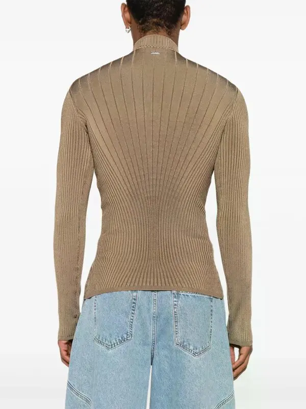 MUGLER Ribbed High-neck Jumper - Neutrals