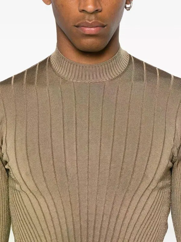 MUGLER Ribbed High-neck Jumper - Neutrals