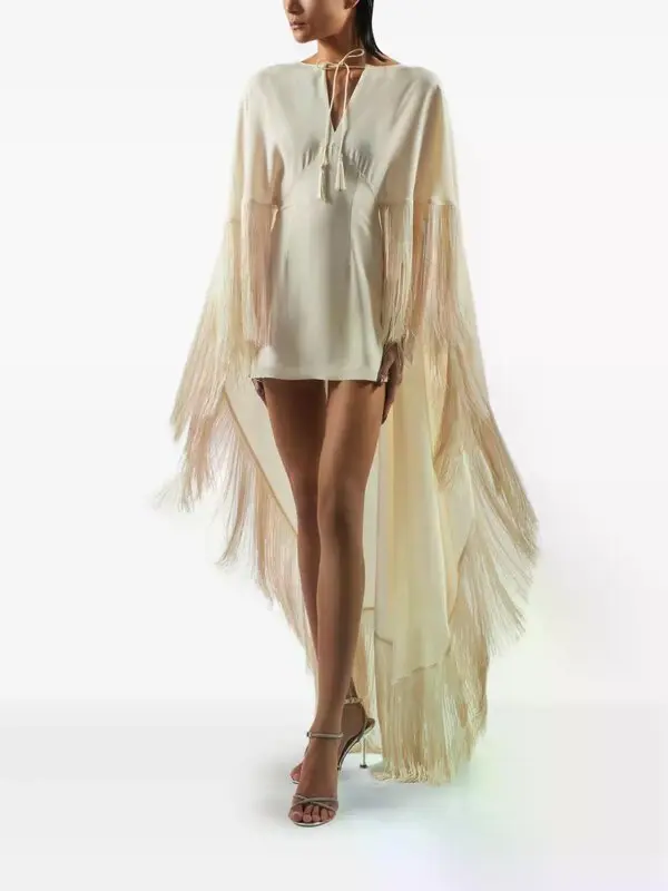 TALLER MARMO 1970 Fringe-trim Mini Dress - Neutrals