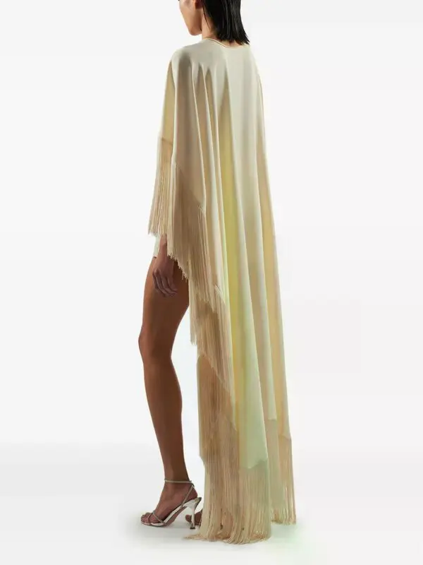 TALLER MARMO 1970 Fringe-trim Mini Dress - Neutrals