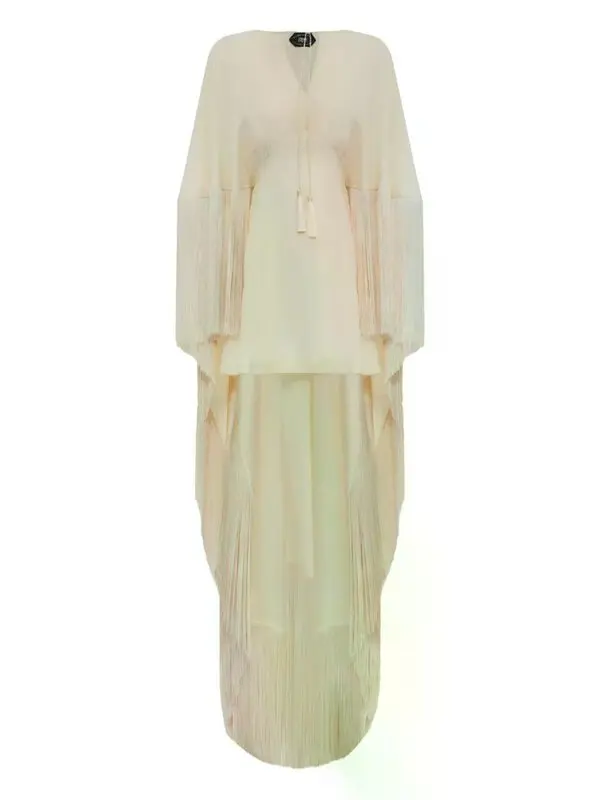 TALLER MARMO 1970 Fringe-trim Mini Dress - Neutrals