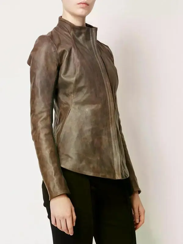 Boris Bidjan Saberi Zipped Fitted Leather Jacket
